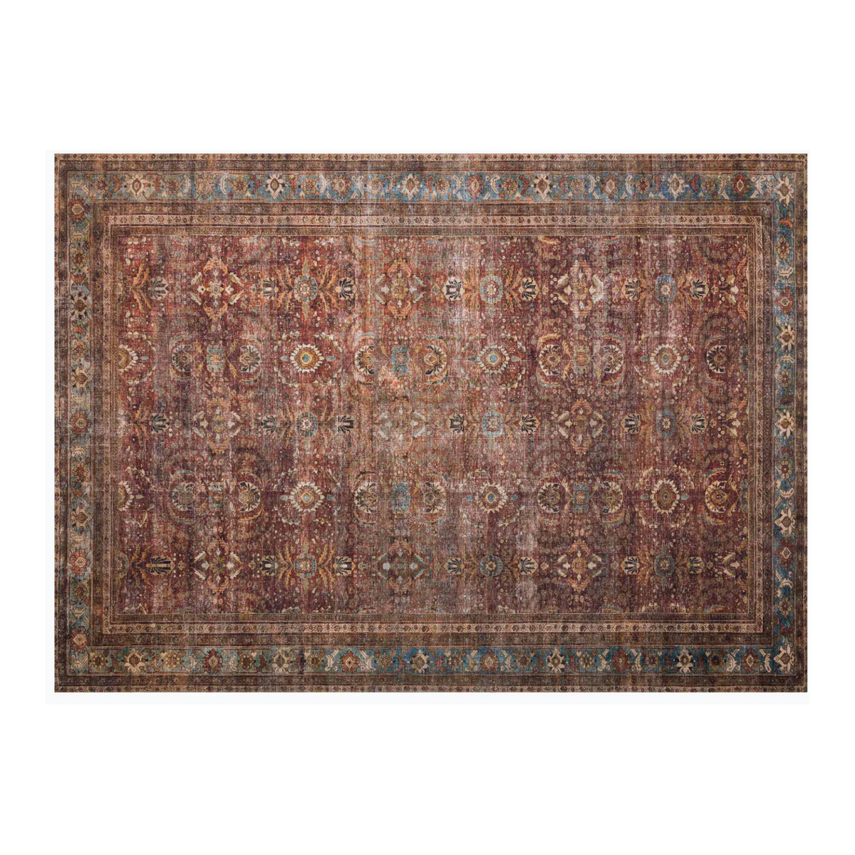 BRICK/BLUE LAYLA RUG